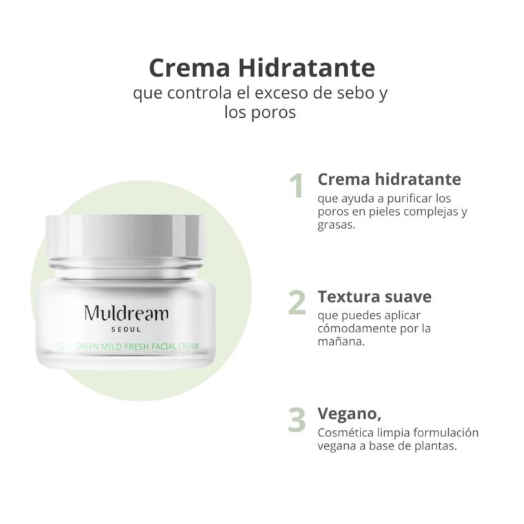 Muldream Crema «Vegan green mild fresh facial cream» – Kosmeticos
