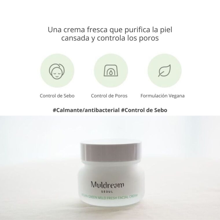 Muldream Crema «Vegan green mild fresh facial cream» – Kosmeticos