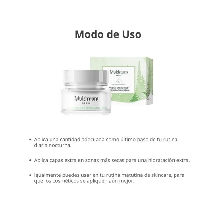Muldream Crema «Vegan green mild fresh facial cream» – Kosmeticos