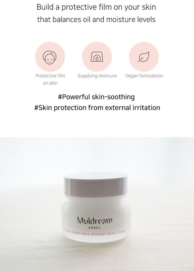 Muldream Crema "Vegan green mild intense facial cream" - Kosmeticos