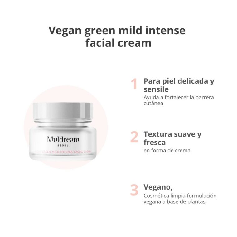 Muldream Crema «Vegan green mild intense facial cream» – Kosmeticos