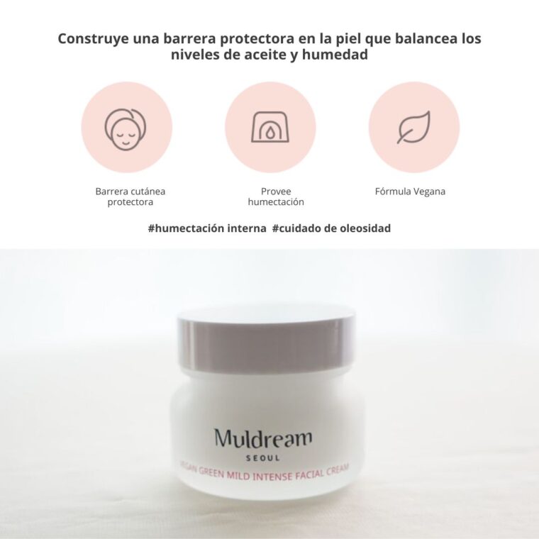 Muldream Crema «Vegan green mild intense facial cream» – Kosmeticos