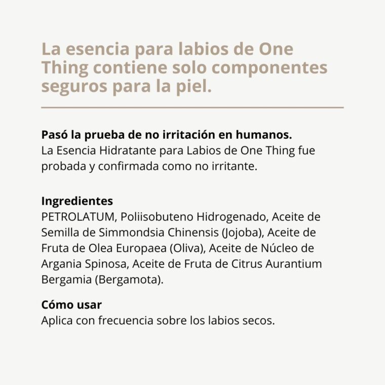 One Thing Esencia «Moisturizing Lip Essence» – Kosmeticos